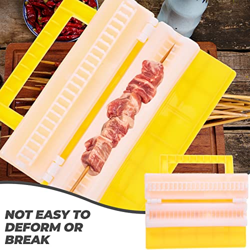 DOITOOL 1PC BBQ Skewers Wears Meat Device Meat Skewer Tools Quick Portable Meat Skewer Box 19.5Γβ6CM Plastic Manual Hand-held Multifunctional Barbecue Accessory Skewer Machine Kebab Maker for Picnic