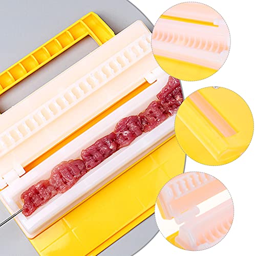 DOITOOL 1PC BBQ Skewers Wears Meat Device Meat Skewer Tools Quick Portable Meat Skewer Box 19.5Γβ6CM Plastic Manual Hand-held Multifunctional Barbecue Accessory Skewer Machine Kebab Maker for Picnic