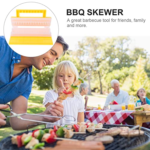 DOITOOL 1PC BBQ Skewers Wears Meat Device Meat Skewer Tools Quick Portable Meat Skewer Box 19.5Γβ6CM Plastic Manual Hand-held Multifunctional Barbecue Accessory Skewer Machine Kebab Maker for Picnic
