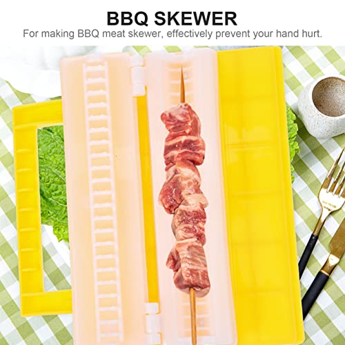 DOITOOL 1PC BBQ Skewers Wears Meat Device Meat Skewer Tools Quick Portable Meat Skewer Box 19.5Γβ6CM Plastic Manual Hand-held Multifunctional Barbecue Accessory Skewer Machine Kebab Maker for Picnic