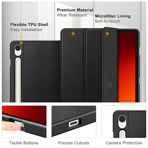 Fintie Slim Case for Samsung Galaxy Tab S9 11 Inch 2023 Model (SM-X710/X716B/X718U) with Built-in S Pen Holder, Soft TPU Smart Stand Back Cover Auto Wake/Sleep Feature, Black