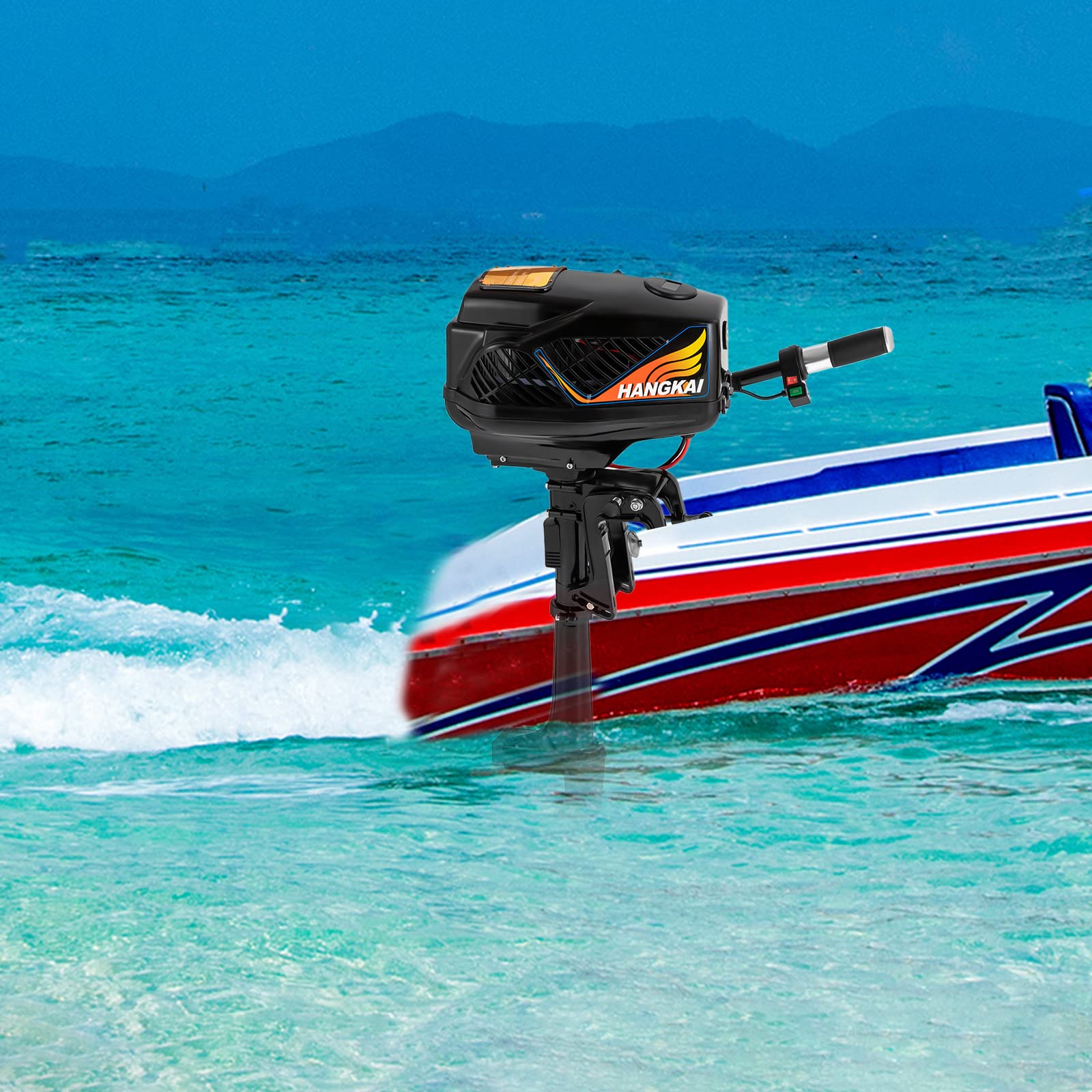Electric Outboard Motor,5HP Brushless Motor Boat Engine,Outboard Boat Motors,Ideal for Fishing, Boating | 48V, 1200W