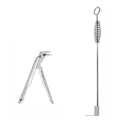 Stainless Steel Grill Grate Lifter Gripper and Ash Tool Grill Accessories Works for Big Green Egg Primo Grill Dome Kamado Joe Charcoal Grill Smoker (GG+at)