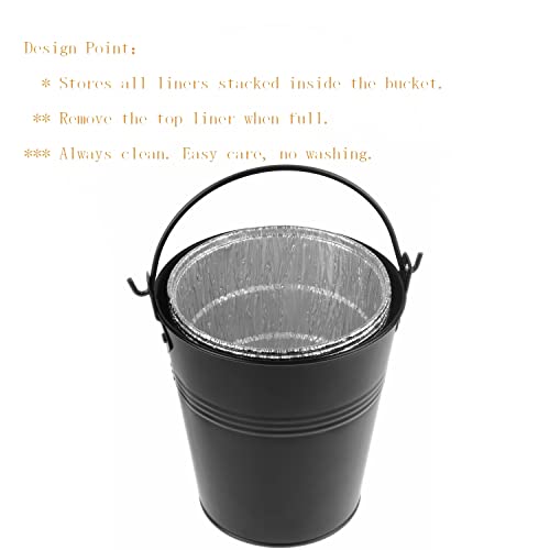 Drip Grease Bucket and 12-Pack Liners for Traeger 20/22/34 Series, Pit Boss etc Pellet Grill Smoker (Black 12)