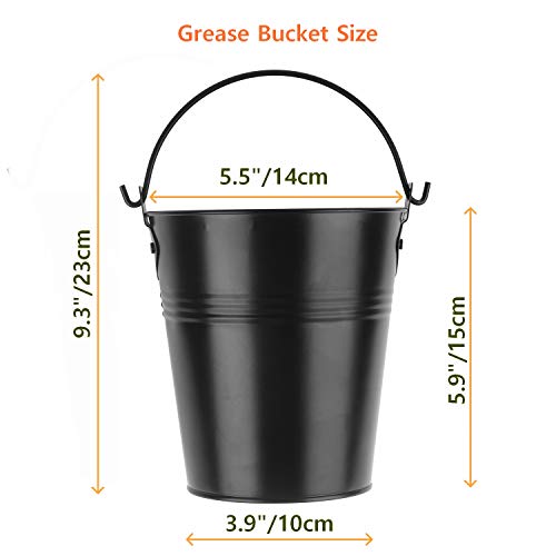 Drip Grease Bucket and 12-Pack Liners for Traeger 20/22/34 Series, Pit Boss etc Pellet Grill Smoker (Black 12)