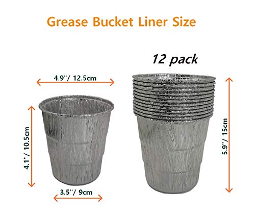 Drip Grease Bucket and 12-Pack Liners for Traeger 20/22/34 Series, Pit Boss etc Pellet Grill Smoker (Black 12)