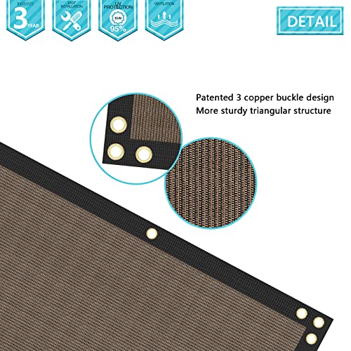 COARBOR 14'x62' Privacy Fence Screen Cover Mesh Blocker with Brass Grommets 180GSM Heavy Duty Fencing for Outdoor Back Yard Patio and Deck Backyard Garden Blocking Neighbor Brown-Customized