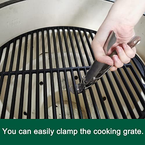 Quantfire Grill Grate Lifter Gripper, Stainless Steel Grate Grabber, Grill Grate Lifter Tool for Big Green Egg,Kamado Joe,Charcoal Grill Smoker,Weber,Primo,Grill Dome