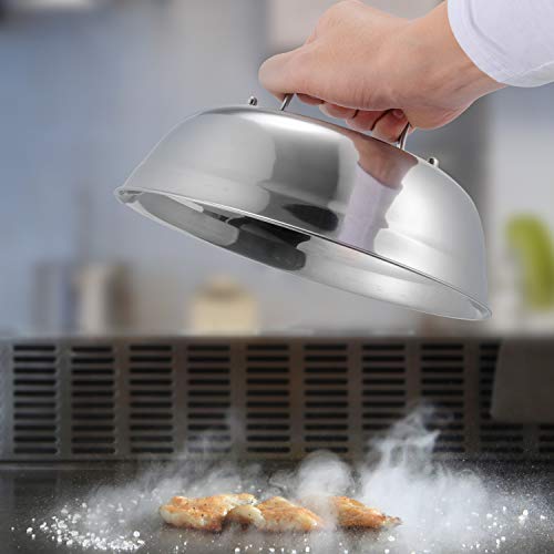 HOUSE AGAIN 2 Pack Cheese Melting Dome Set - 18/8 Stainless Steel Griddle Grill Accessories - Durable Round Basting, Steaming Cover - Heat Resistant Handle for Flat Top Griddle Grill Indoor/Outdoor