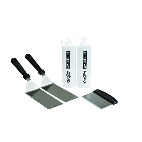 Char-Griller E8936 Flat Iron Four Burner Gas Griddle Grill + Grill Cover + Griddle Accessory Kit Bundle