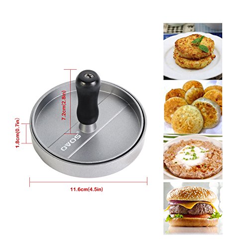 OVOS Burger Press Hamburger Press Patty Maker Non-Stick Aluminum Patty Press with 100 Free Patty Papers BPA Free