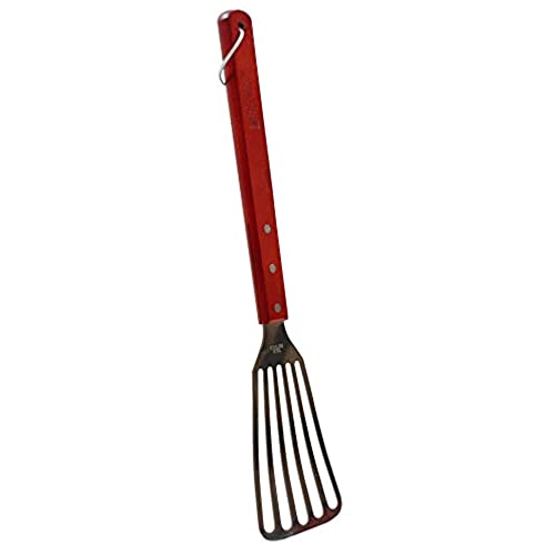 Tablecraft 18" Heavy Duty Long Handle Fish Turner, Silver, red, black