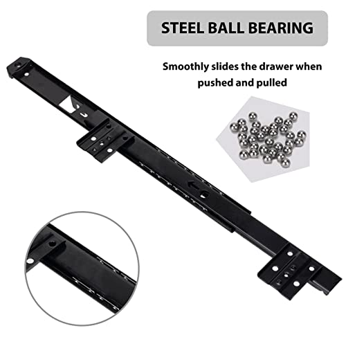 EVCUHASL Keyboard Slide, 14 Inch Heavy Duty Ball Bearing Drawer Slides, Undermount Keyboard Tray Slides, Black Powder Finished Cabinet Furniture Hardware with Adjustable Height Bracket