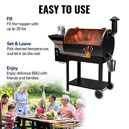 Z GRILLS Wood Pellet Grill BBQ Smoker for Outdoor Cooking with Meat Probe and Cover, ZPG-7002B Black