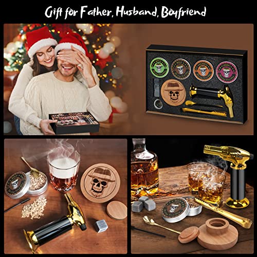HEH Cocktail Smoker Kit with Torch, Old Fashioned Smoker Kit with 8 Smoking Wood Chips Flavors for Infusing Smoke into Cocktail Whiskey Bourbon, Gift for Father, Husband, Boyfriend(No Butane)