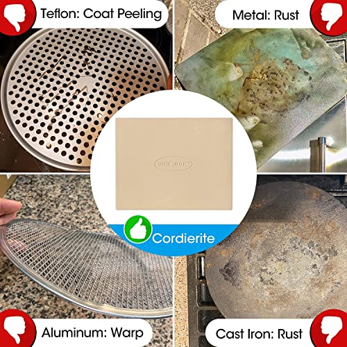 Unicook Heavy Duty Cordierite Pizza Stone, Baking Stone for Bread, Pizza Pan for Oven and Grill, Thermal Shock Resistant, 15 x 12 Inch Rectangular, 6.6Lbs
