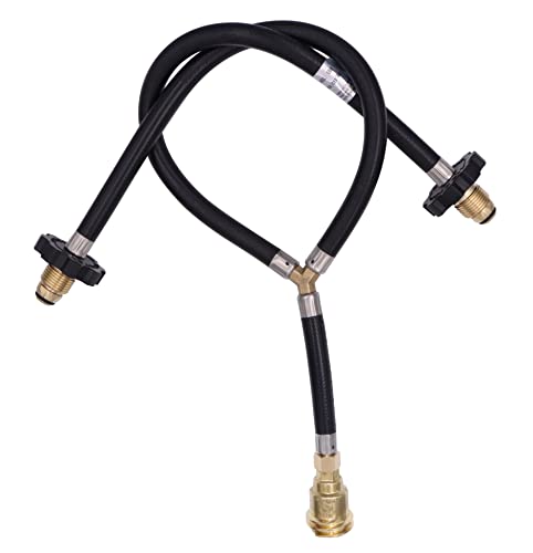 METER STAR 350 PSI High Pressure Universal Dual Propane Tank Connection Kit, Propane Y Splitter Hose Adapter Kit Connect 5-100 lbs Cylinder Tank for Grill, Heater, Fire Pit, Fireplaces
