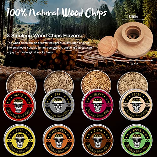 HEH Cocktail Smoker Kit with Torch, Old Fashioned Smoker Kit with 8 Smoking Wood Chips Flavors for Infusing Smoke into Cocktail Whiskey Bourbon, Gift for Father, Husband, Boyfriend(No Butane)