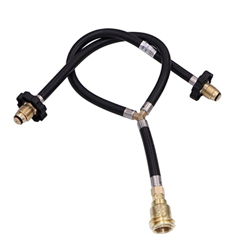 METER STAR 350 PSI High Pressure Universal Dual Propane Tank Connection Kit, Propane Y Splitter Hose Adapter Kit Connect 5-100 lbs Cylinder Tank for Grill, Heater, Fire Pit, Fireplaces