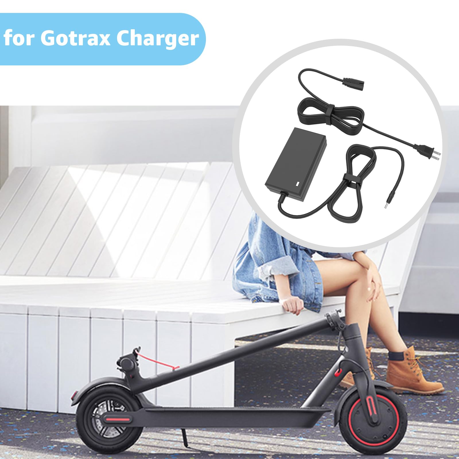 42V 2A Electric Scooter Charger Compatible with GOTRAX GXL V2, G2, G3, G4, Apex, Glider, XR Elite, XR Ultra Compatible with Most 36 Volt Electric Scooter