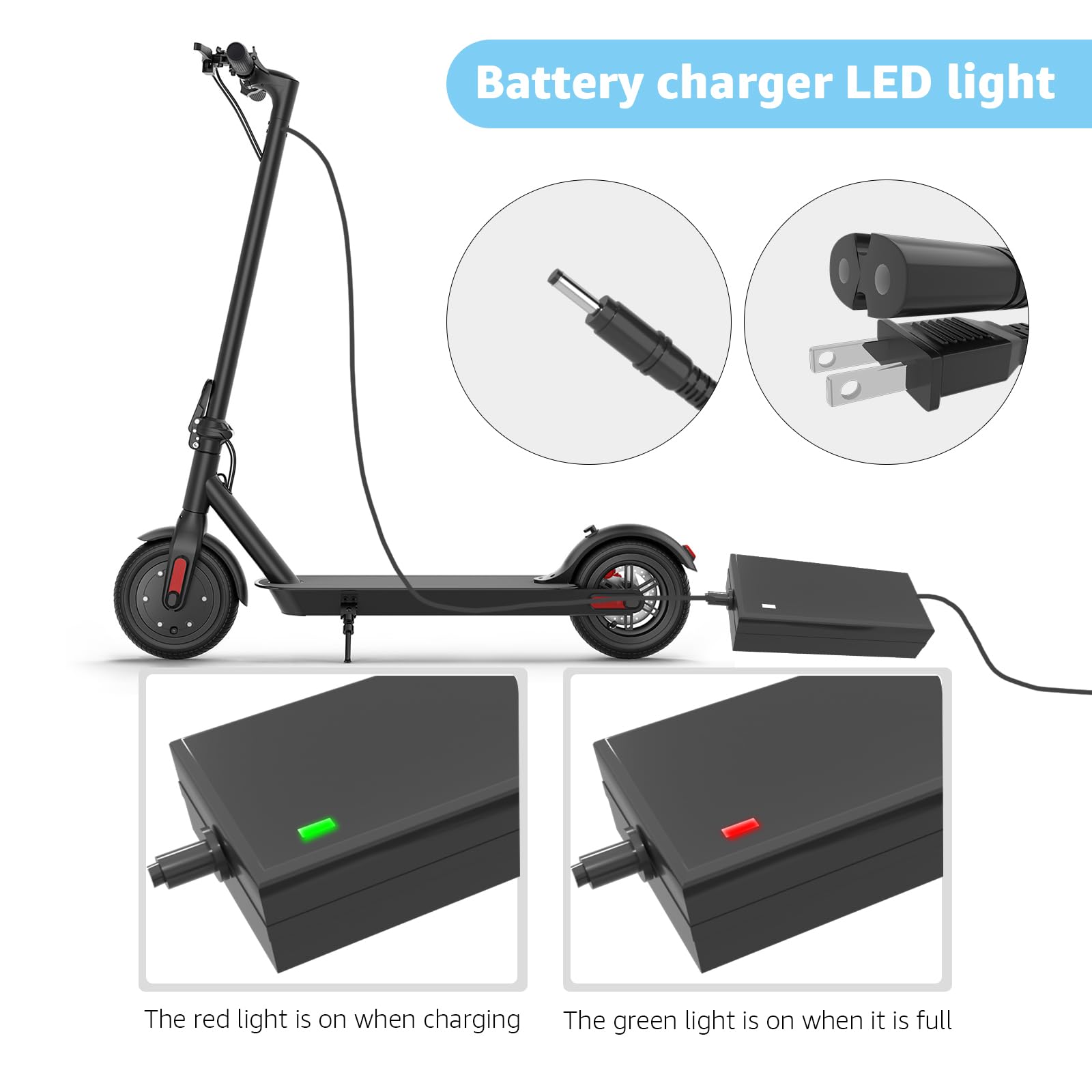 42V 2A Electric Scooter Charger Compatible with GOTRAX GXL V2, G2, G3, G4, Apex, Glider, XR Elite, XR Ultra Compatible with Most 36 Volt Electric Scooter