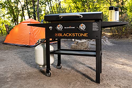 Blackstone 1883 Gas Hood & Side Shelves Heavy Duty Flat Top Griddle Grill Station for Kitchen, Camping, Outdoor, Tailgating, Countertop 28 inch Black