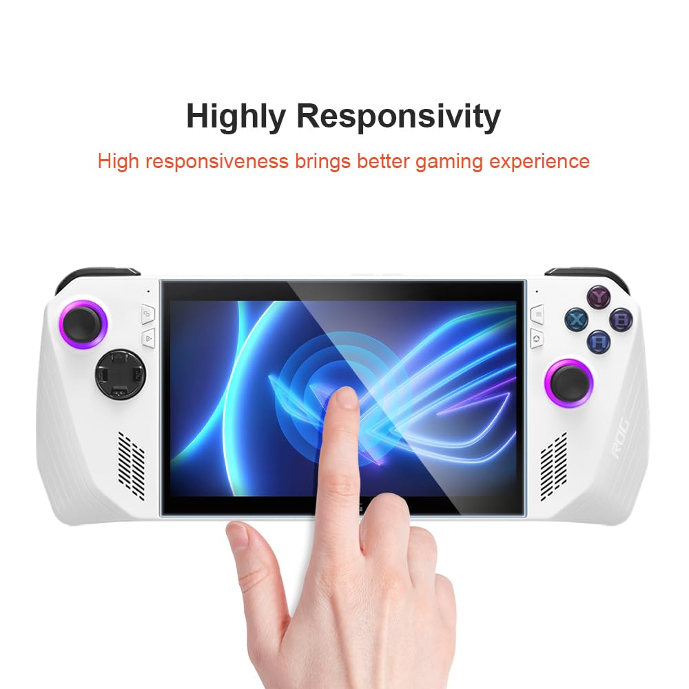 Qwiizlab 2 Pack Screen Protector for ASUS ROG Ally X/ROG Ally Handheld 7 inch 2023, Tempered Glass, 9H Hardness, Scratch Resistant, Anti-Fingerprint, Anti Glare, Blue Light Block