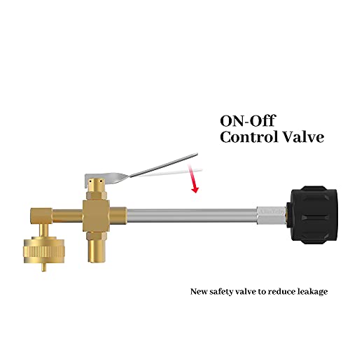 AJinTeby Propane Fitting Adapter Valve Propane Refill Adapter with ON-Off Control for 1LB Refillable Cylinders, with 2pcs Propane Tank caps