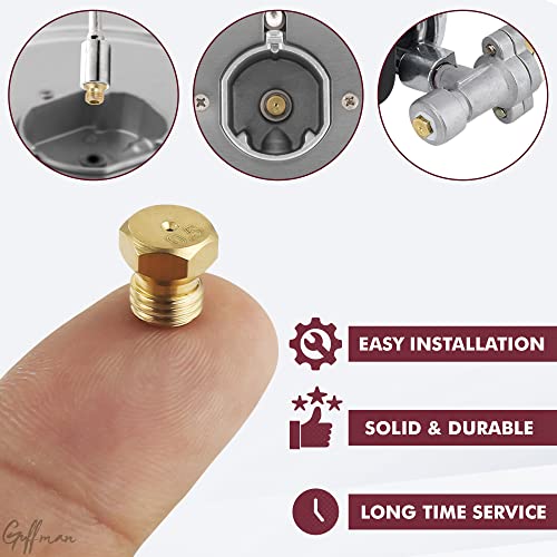 10Pcs Brass Jet Nozzle Propane Orifice Kit - Grill Replacement Parts High Pressure Nozzle Griddle Accessories Kit - Propane Burner Replacement Parts LP Gas Hose Nozzle Conversion Kit