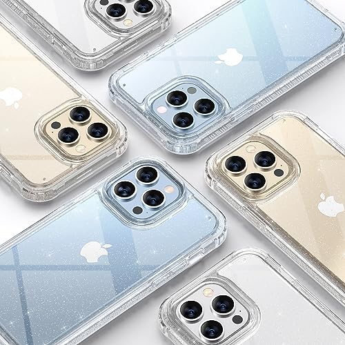 Diaclara Designed for iPhone 13 Pro Max Case [2023 New] Full Body Case with Built-in Touch Sensitive Anti-Scratch Screen Protector, Shockproof Phone Case for iPhone 13 Pro Max 6.7" (Clear Glitter)