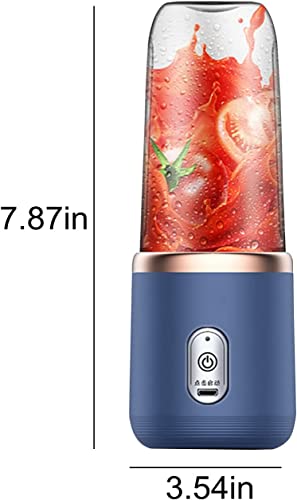 Portable Blender Cup, Electric Blender With Shake & Smoothie Bottle, Personal Juicer USB Rechargeable, 6 Blades Hand Blende (Color : Pink)