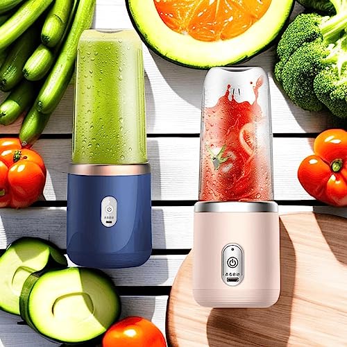 Portable Blender Cup, Electric Blender With Shake & Smoothie Bottle, Personal Juicer USB Rechargeable, 6 Blades Hand Blende (Color : Pink)