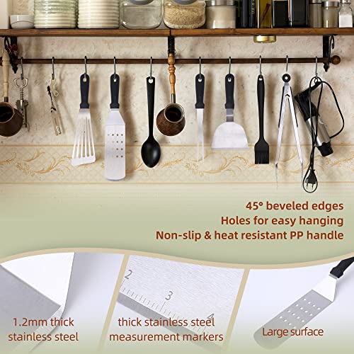 Griddle Accessories Kit, 14pc, Stainless Steel BBQ Barbecue Tools Set for Blackstone Flat Tops, Includes Spatulas, Tongs, Scraper Tools, Brush, Fork, Squeeze Bottles, Carrying Bag