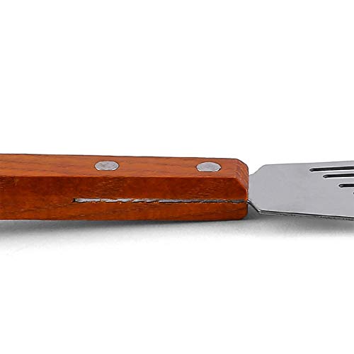 11-inch Stainless Steel Fish Spatula Turner, Slotted Turner with a wooden handle, Kitchen Metal Spatula for Flipping Frying Grilling