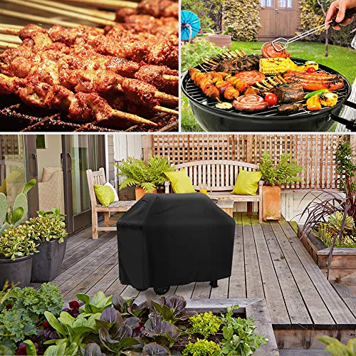 Grill Cover 58 inch, iCOVER Waterproof BBQ Gas Grill Cover, Polyester Easy On/Off, Dustproof Fade Resistant for Weber Char-Broil Nexgrill and More Grills