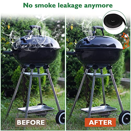 Lineba Smoker Gasket, 15 FT Long BBQ Smoker Self Stick Seal Tape, 1/2β x 1/8β High Temp Seal Grill Gasket for Smokers and BBQ Lid
