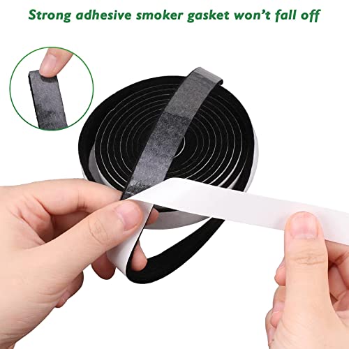 Lineba Smoker Gasket, 15 FT Long BBQ Smoker Self Stick Seal Tape, 1/2β x 1/8β High Temp Seal Grill Gasket for Smokers and BBQ Lid