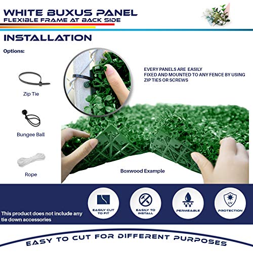 Windscreen4less Artificial Faux Ivy Leaf Decorative Fence Screen 20'' x 20" Boxwood/Milan Leaves Fence Patio Panel, Buxus White 3 Pieces