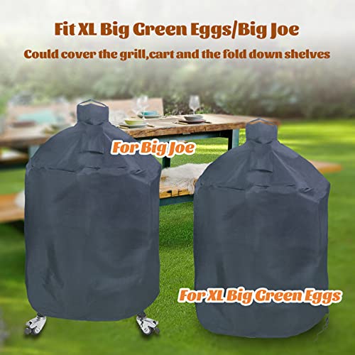 Cover for Extra Large for Big Green Egg,Weather Resistant Grill Cover fit Kamado Big Joe Accessories(34" L x 48" H,Grey)