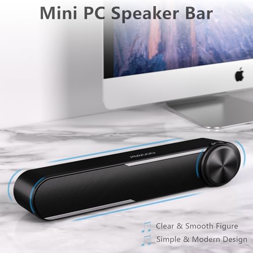 Jeecoo A30 Wired Computer Speakers PC Soundbar for Monitor - Clear Sound, USB-Powered w/3.5mm AUX, Big Volume Control - Laptop Tablet Compatible