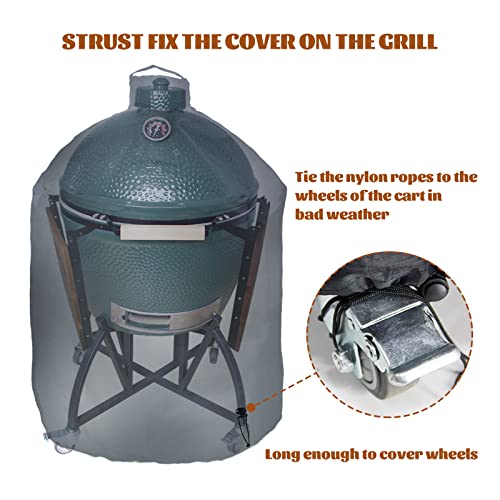 Cover for Extra Large for Big Green Egg,Weather Resistant Grill Cover fit Kamado Big Joe Accessories(34" L x 48" H,Grey)