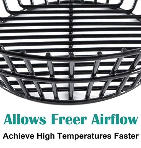 Charcoal Ash Basket for Large Big Green Egg Grill, Kamado Classic, Pit Boss, Louisiana Grills, Primo Kamado Grill and Large Grill Dome, Heavy Duty Porcelain Steel