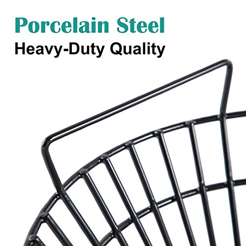 Charcoal Ash Basket for Large Big Green Egg Grill, Kamado Classic, Pit Boss, Louisiana Grills, Primo Kamado Grill and Large Grill Dome, Heavy Duty Porcelain Steel