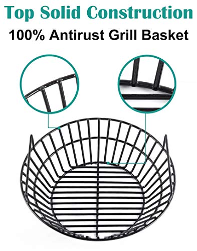 Charcoal Ash Basket for Large Big Green Egg Grill, Kamado Classic, Pit Boss, Louisiana Grills, Primo Kamado Grill and Large Grill Dome, Heavy Duty Porcelain Steel