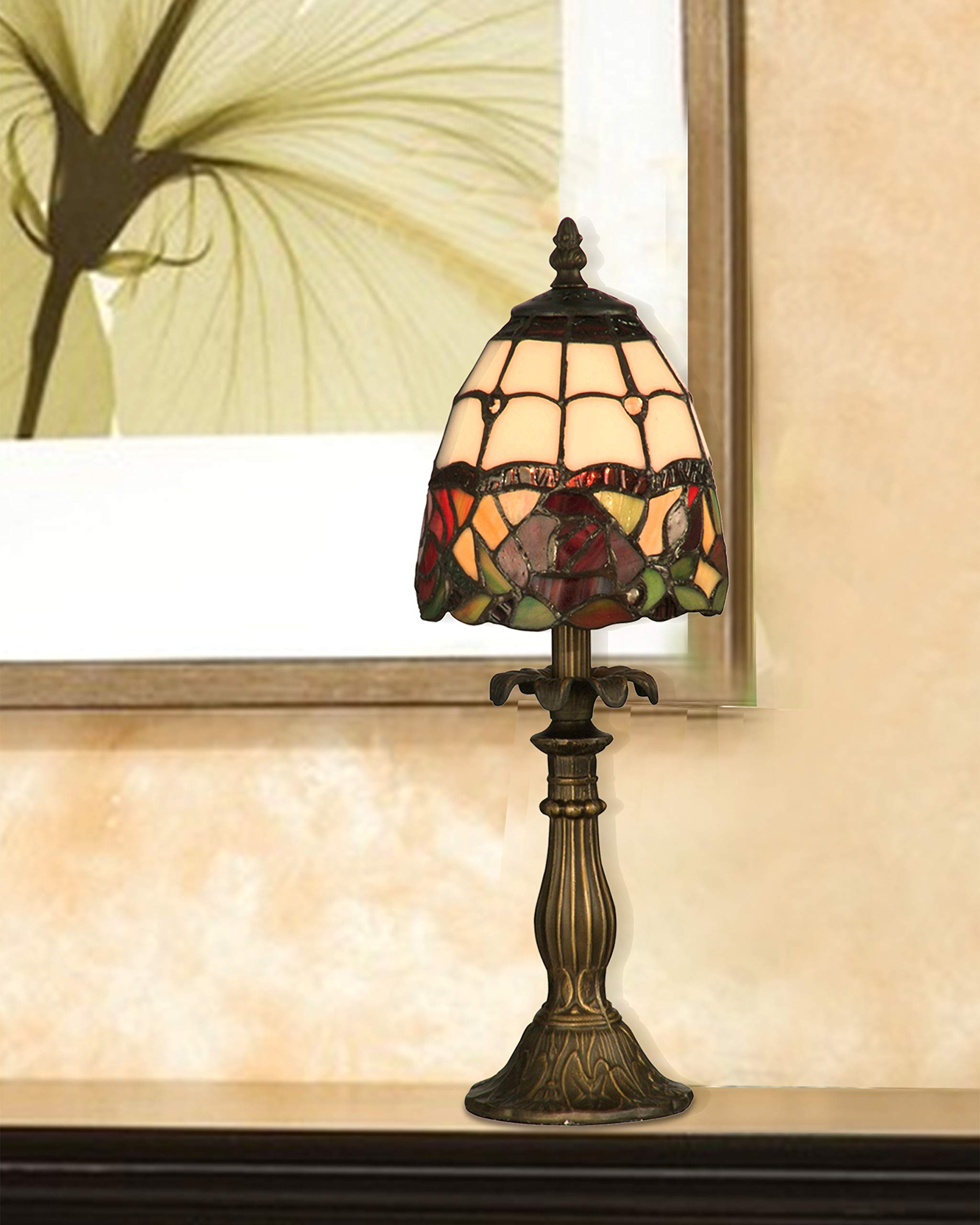 Dale Tiffany TA70711 Enid Table Lamp, Antique Brass and Art Glass Shade, 16.00x5.75x5.75