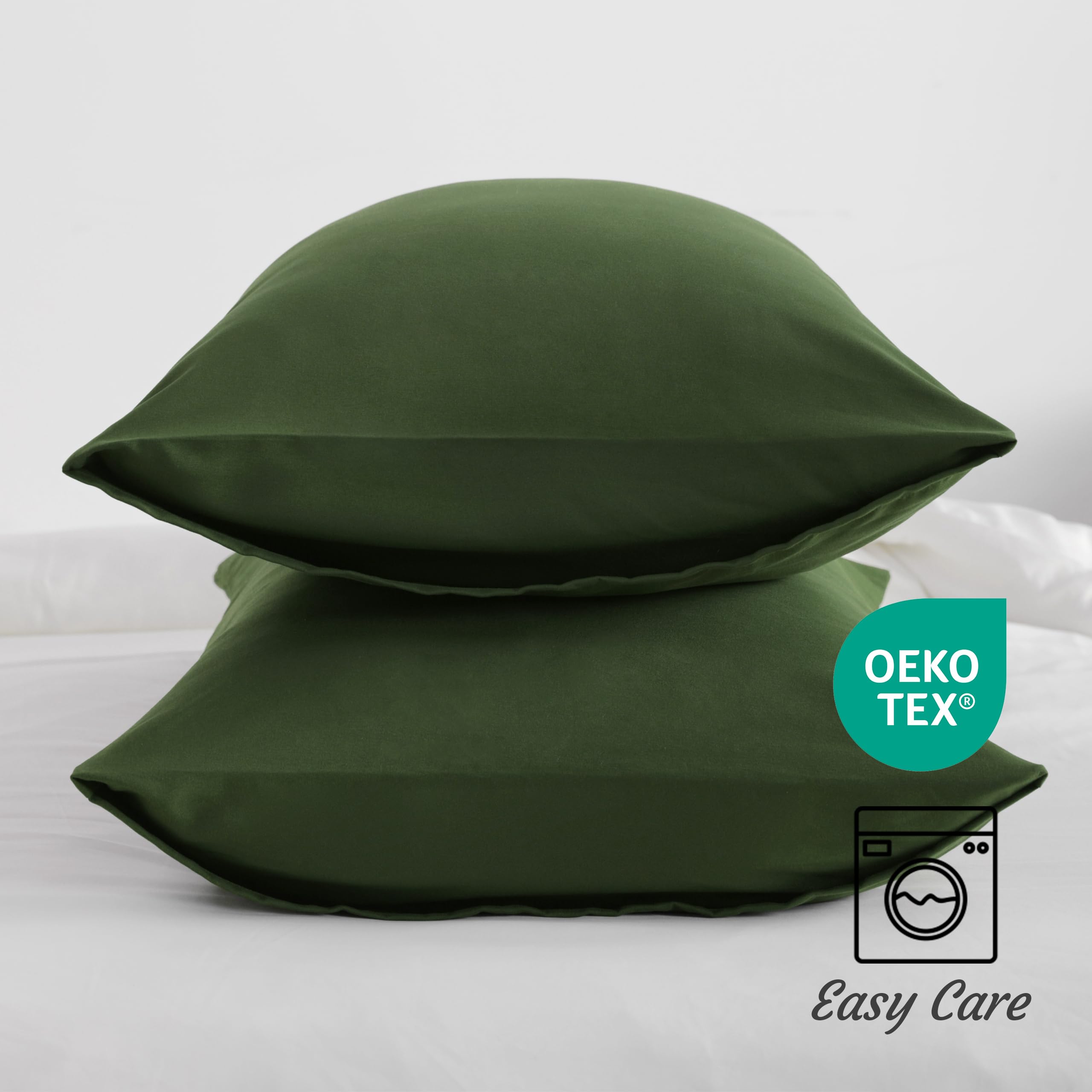 NTBAY King Pillow Cases Set of 2, 2 Pack Brushed Microfiber 20x36 Pillow Cases, Soft, Wrinkle, Fade, Stain Resistant Olive Green Pillow Cases with Envelope Closure, 20x36 Inches, Olive Green