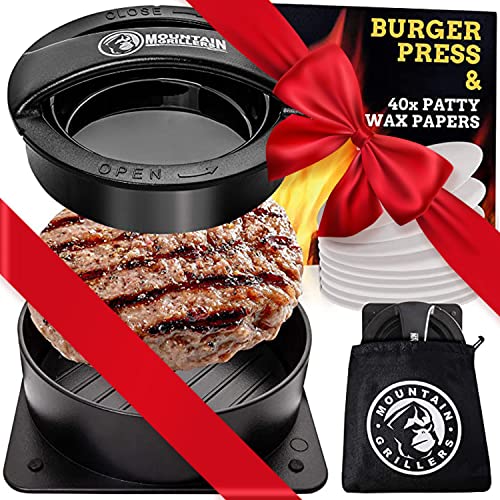 MOUNTAIN GRILLERS Burger Press Patty Burger Maker - Non Stick Hamburger press Mold Kit for Easily Making Delicious Stuffed Burgers, Regular Beef Burger and Perfect Shaped Patties - Bonus 40 Wax Papers