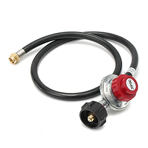 Hooshing 5FT High Pressure Propane 0-20PSI Adjustable Regulator with QCC1 Type Hose Fits for Newer Propane Tanks BBQ Grill Burner Turkey Fryer Fire Pit