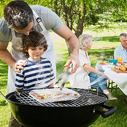 Skyflame Portable Grill Basket, Rustproof Stainless Steel Barbecue Grilling Basket for Most Outdoor Grilling Vegetables Fishes Shrimp Steak Meat Chops Kabob