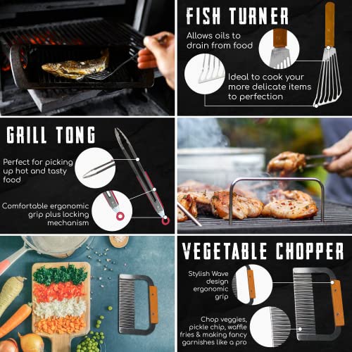 Zen-T - 17 Piece Grill Griddle Tool Kit - Griddle Accessories for Blackstone - Professional Grade Stainless Steel BBQ Tools - Perfect Grilling Utensils for All Your Grilling Needs + Bonus Recipe Ebook